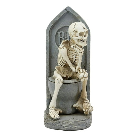 Rest In Peace Constipated Thinker Skeleton Sitting On Graveyard Toilet ...