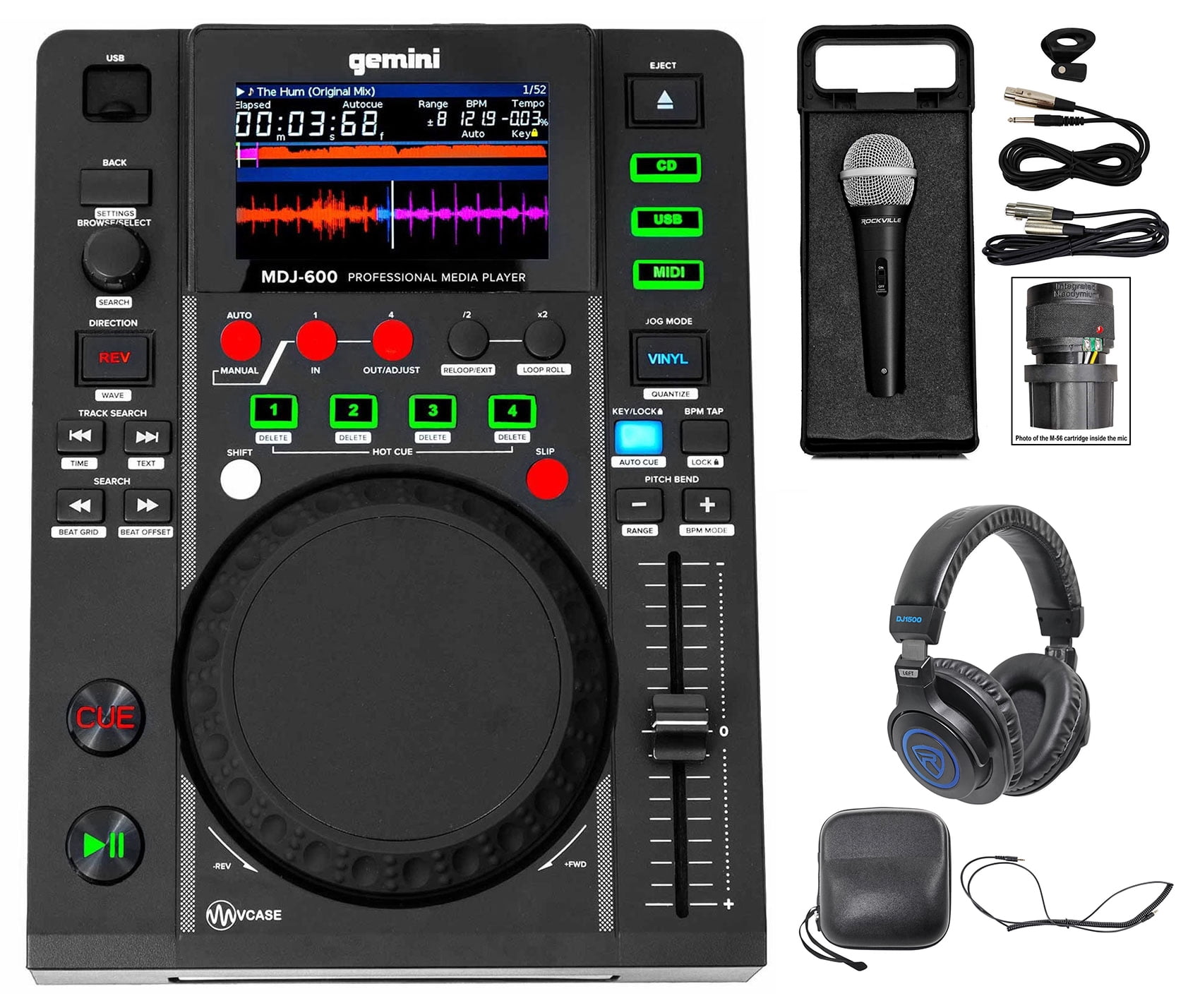 Gemini MDJ-600 Tabletop USB/CD Media Player DJ MIDI Controller ...