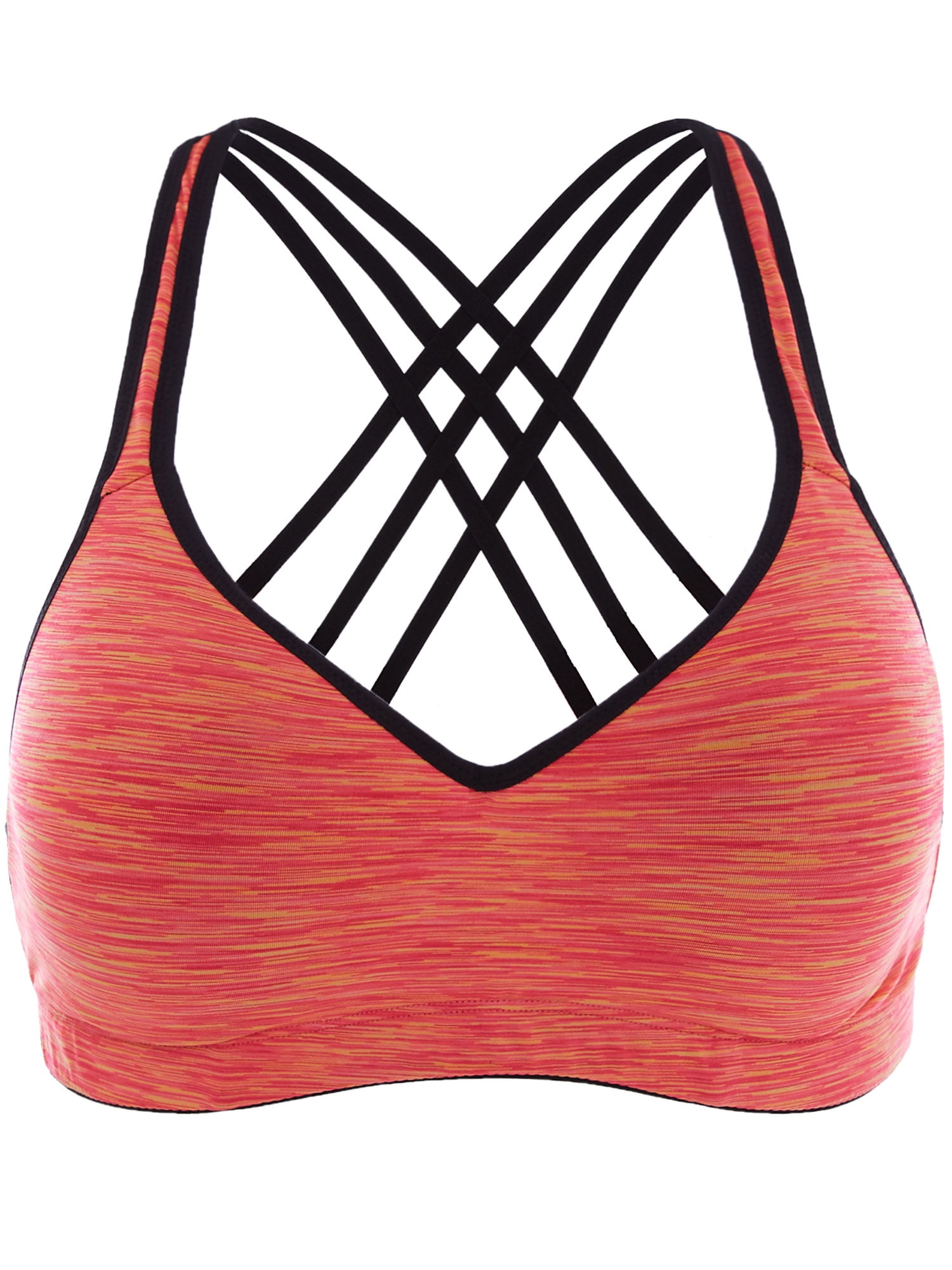 Charmo Womens Active Cross Back Sports Bras Mid Support Padded Athletic ...