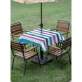 Blue Purple White Striped Square Outdoor Tablecloth with Umbrella Hole ...