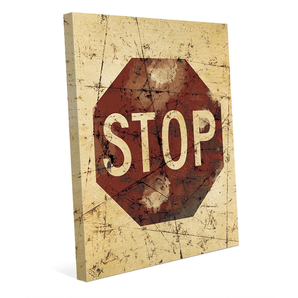 Stop Sign Scritch Scratch | 20" x 24" Canvas Wall Art - Walmart.com