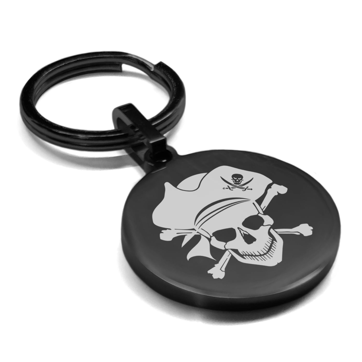 Stainless Steel Pirate Warrior Champion Round Medallion Keychain Circle ...