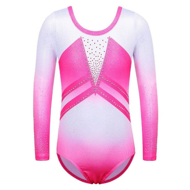 Baohulu Gradient Pink Gymnastics Leotard For Girls Sparkle Dance