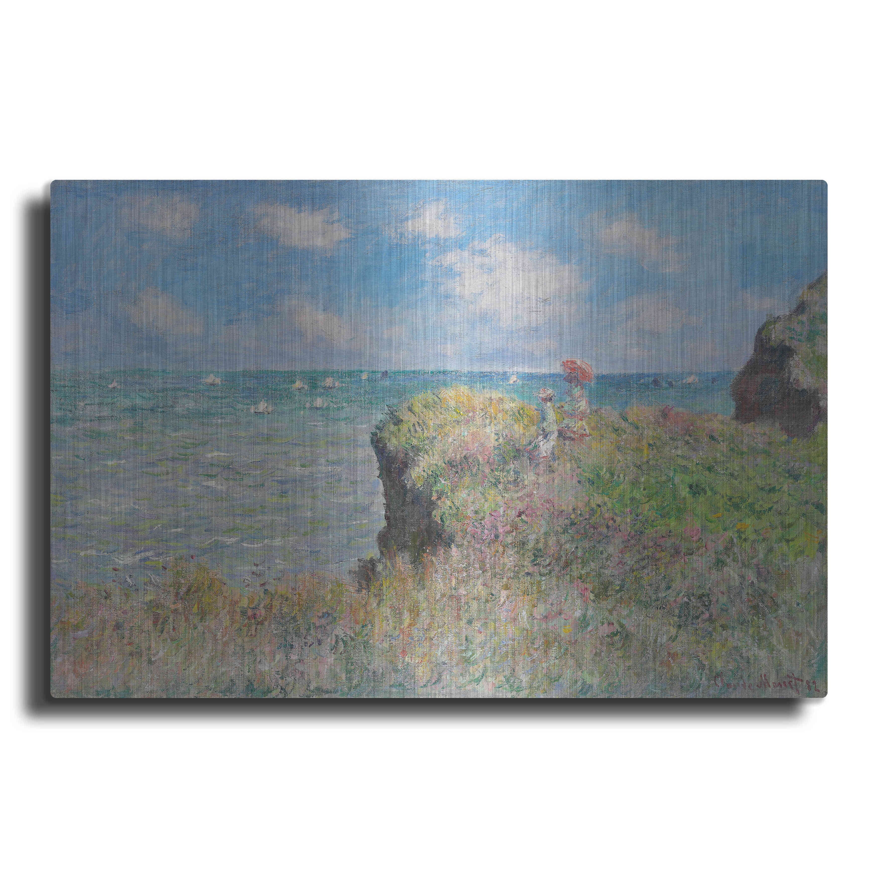 Luxe Metal Art 'Cliff Walk At Pourville' by Claude Monet, Metal Wall ...