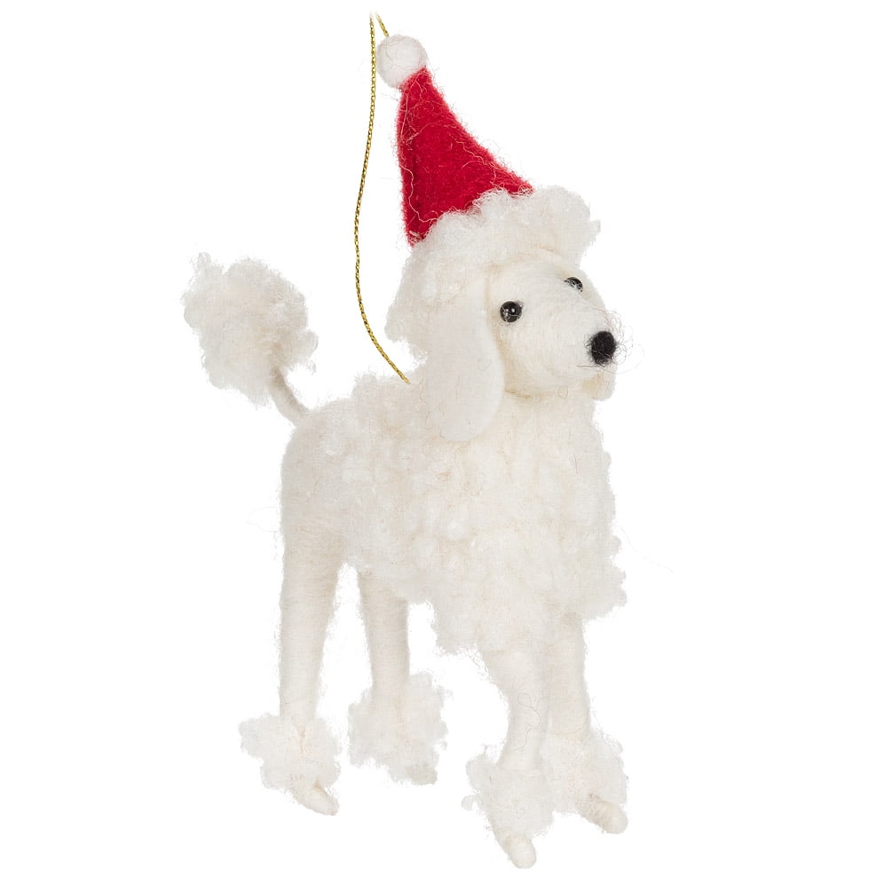 Set of 12 Poodle w/Red Hat Ornament - Walmart.com