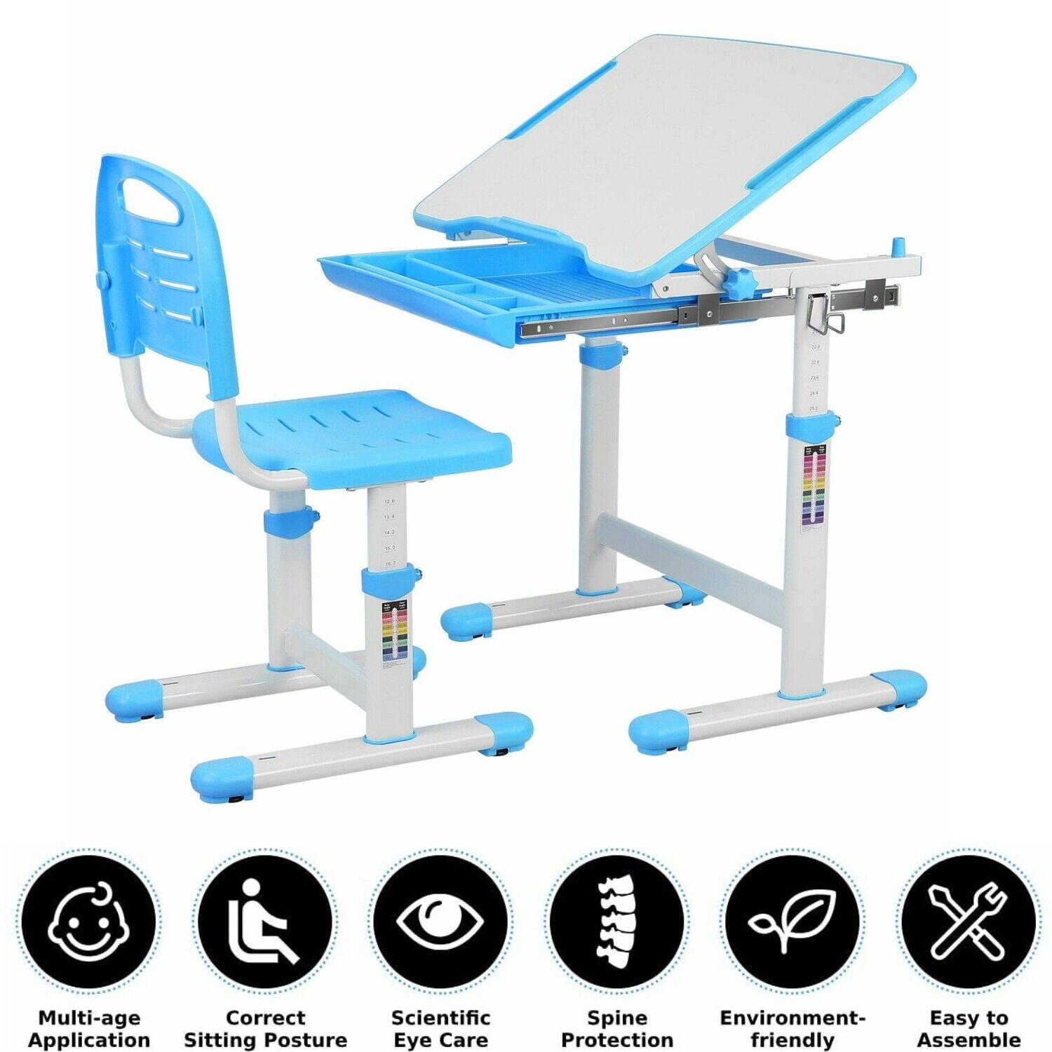 Clearance! Kids Functional Desk and Chair Set, Height Adjustable ...