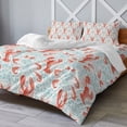 4 Piece Duvet Cover Set Queen, Coastal Red Lobsters Soft Breathable ...
