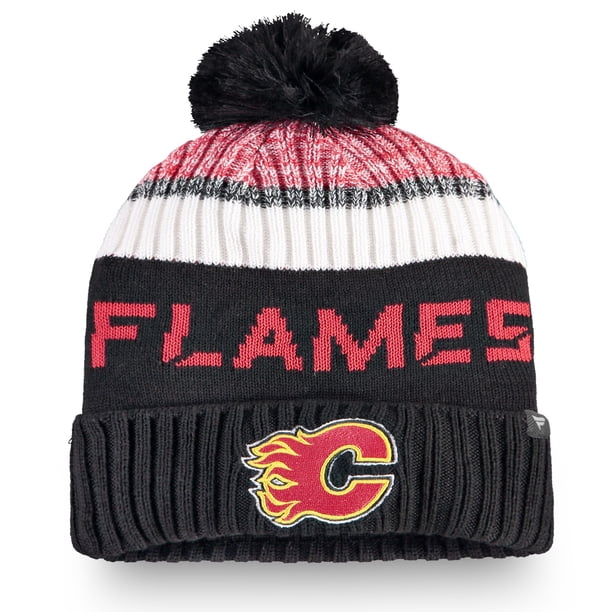 Youth Calgary Flames NHL Authentic Pro Rinkside Cuffed Knit Pom Pom ...