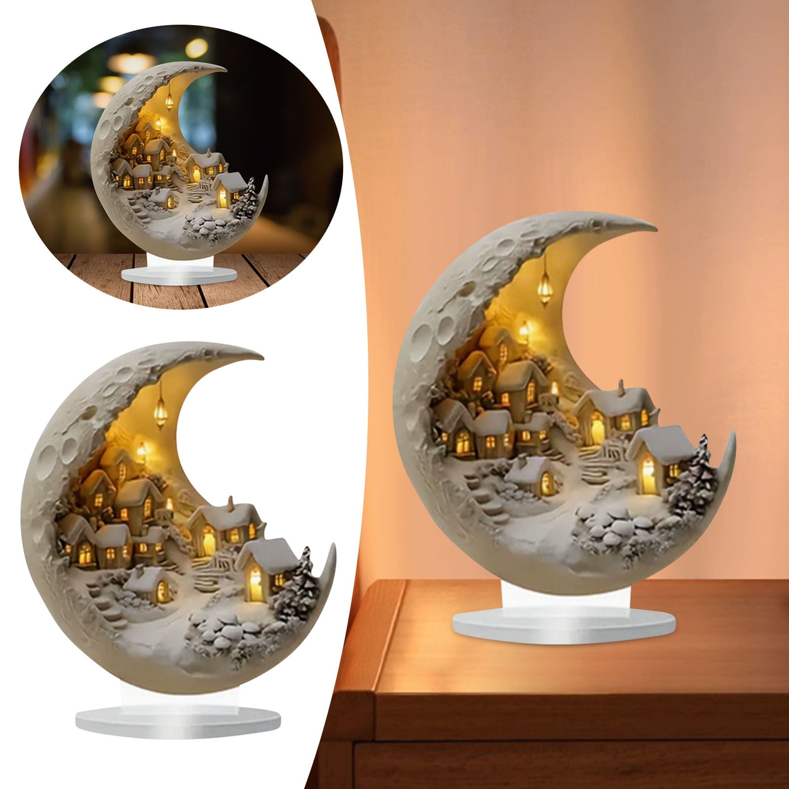 Click here for Tielutt Acrylic Light Moon Snowhouse Desktop Decor... prices