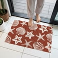 Brick Red Coastal Door Mat 16x24 Inch Starfish Shell Ocean Nautical ...