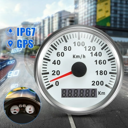 Stainless Steel Waterproof Auto Car GPS Speedometer White 200KM/H ...