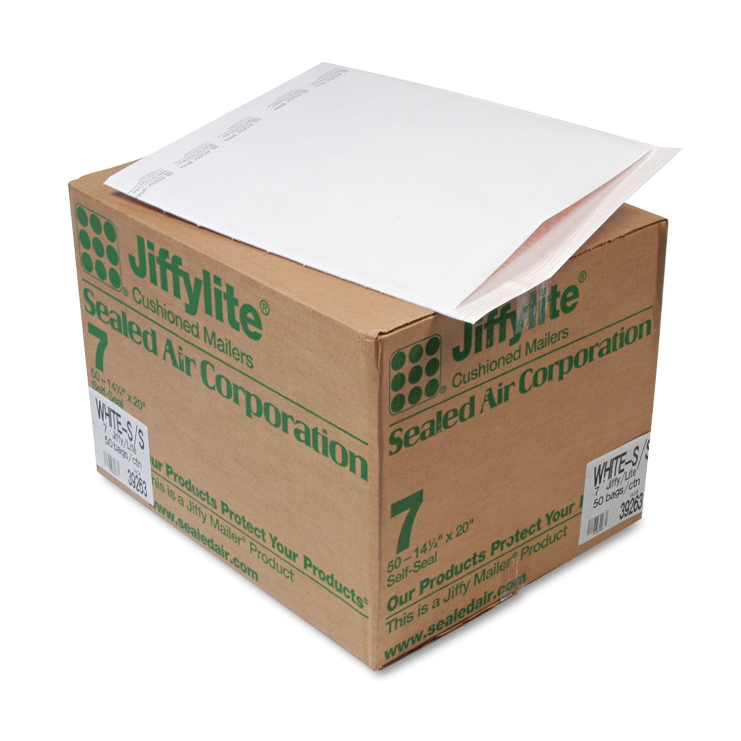 Sealed Air Jiffylite Self-Seal Mailer Side Seam #7 14 1/4 x 20 White 50 ...