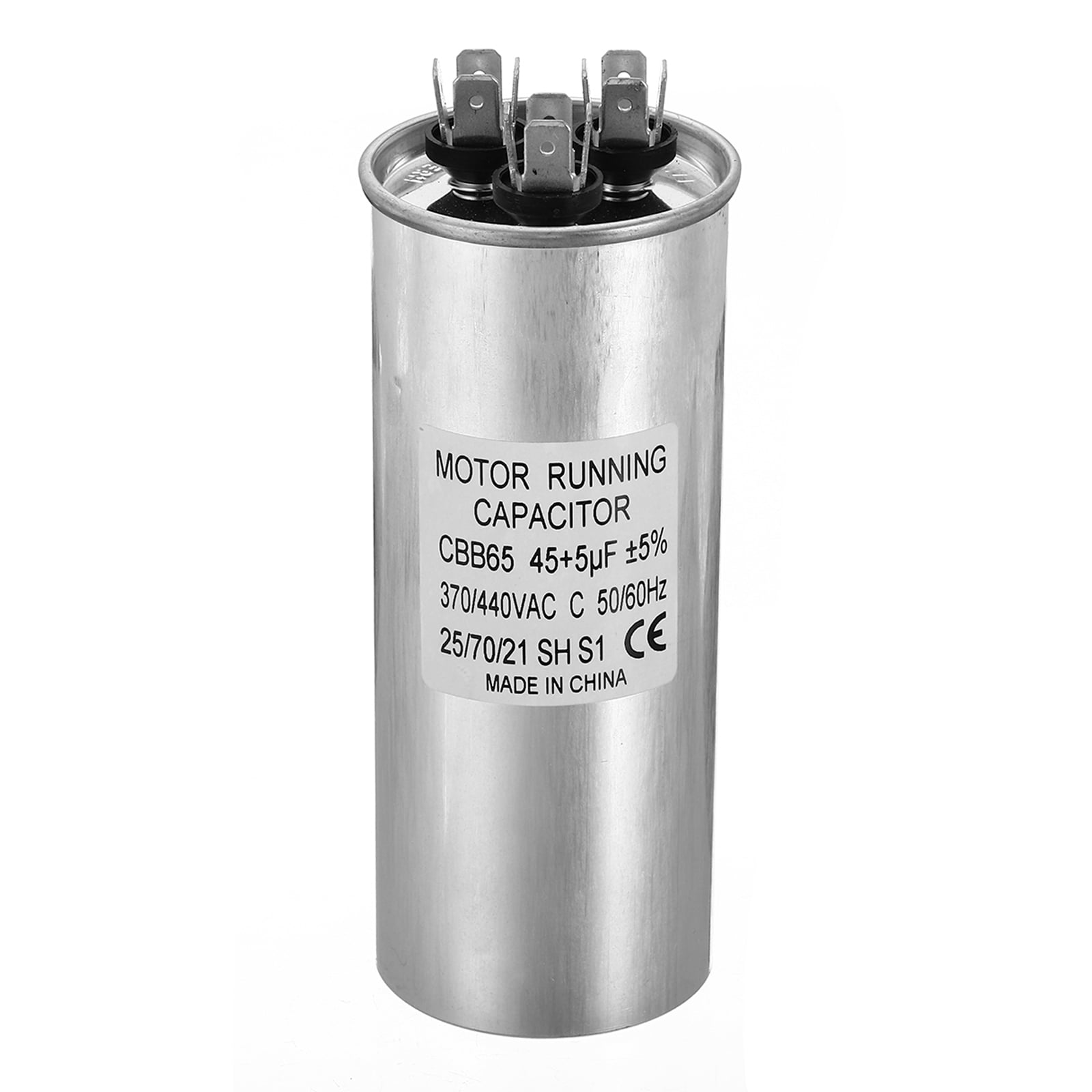 CBB65 45+5uf Run Capacitor, 45+5mfd AC 370/440V Aluminum Case with 3 ...