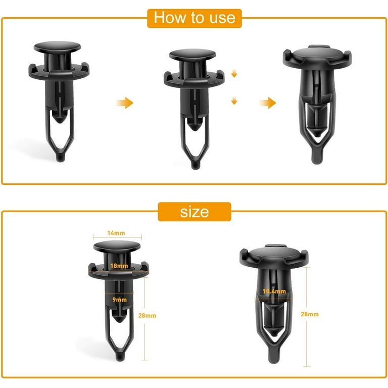 GM Ford VW Automotive Replacement Clips 100-Piece Nylon Bumper Clip Set ...