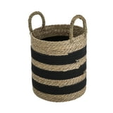 BHG 11" Black & Natural Striped Rush Basket with Handles - Walmart.com