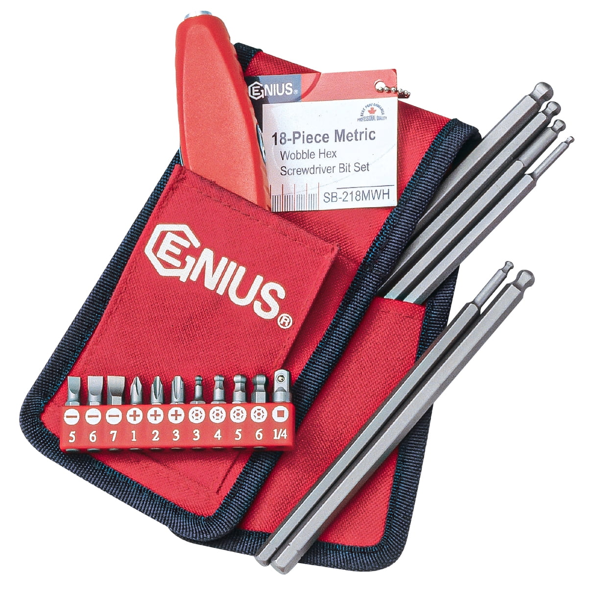 Genius Tools 18 Piece Metric Wobble Hex Screwdriver Bit Set - SB-218MWH ...