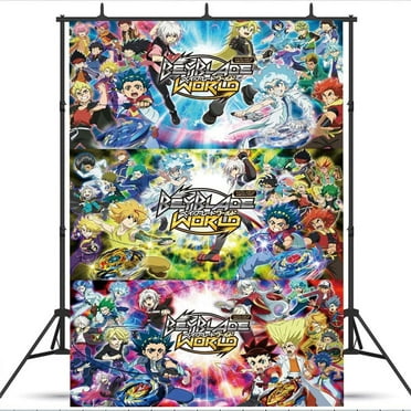 Beyblade Banner Backdrop Party Decor Supplies Decorations Cake Topper ...