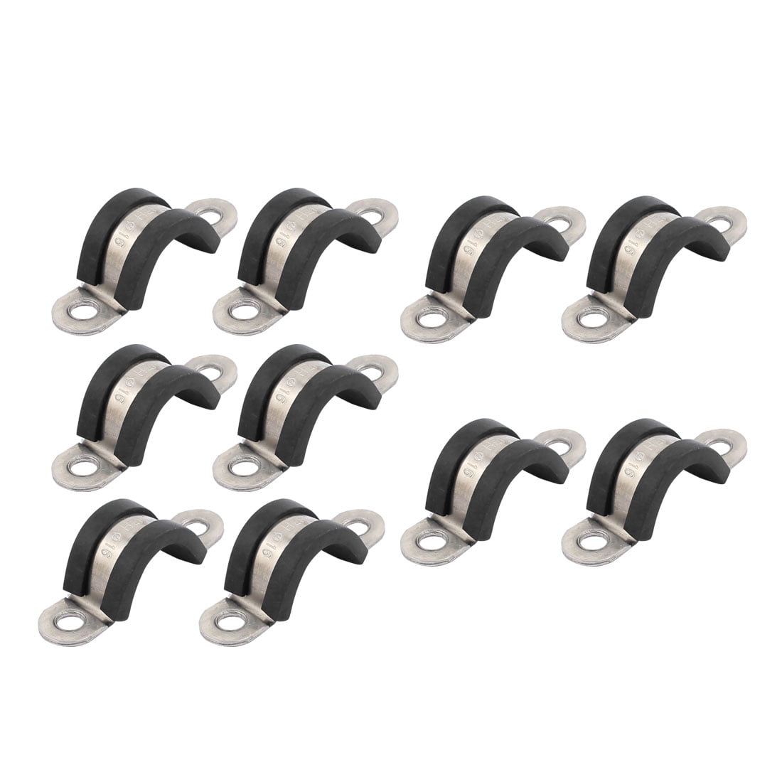 10Pcs 16mm Dia Rubber Lined U Shaped Stainless Steel Pipe Clips Hose ...