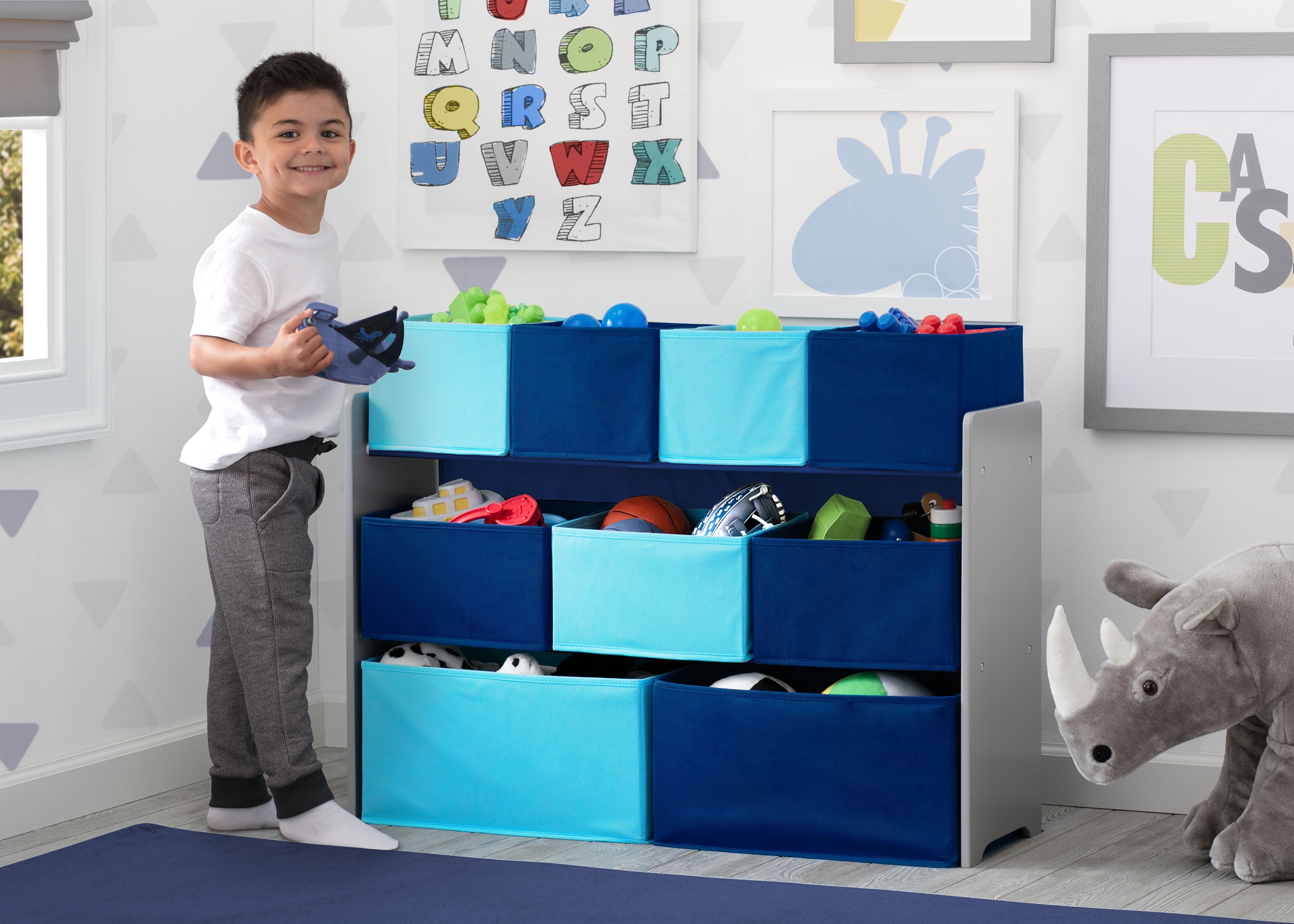 Delta Children Deluxe Multi Bin Toy Organizer with Storage Bins Greenguard Gold Wood Natural Walmart