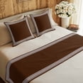 Dark Brown Geometric Bed Runner for Queen Size Bed, White Greek Key ...