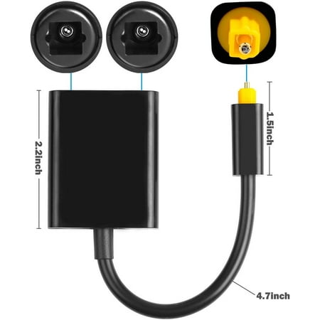Digital Optical Fiber Splitter 1 in 2 Out Optic Audio Splitter Fiber Optical Cable Splitter ...