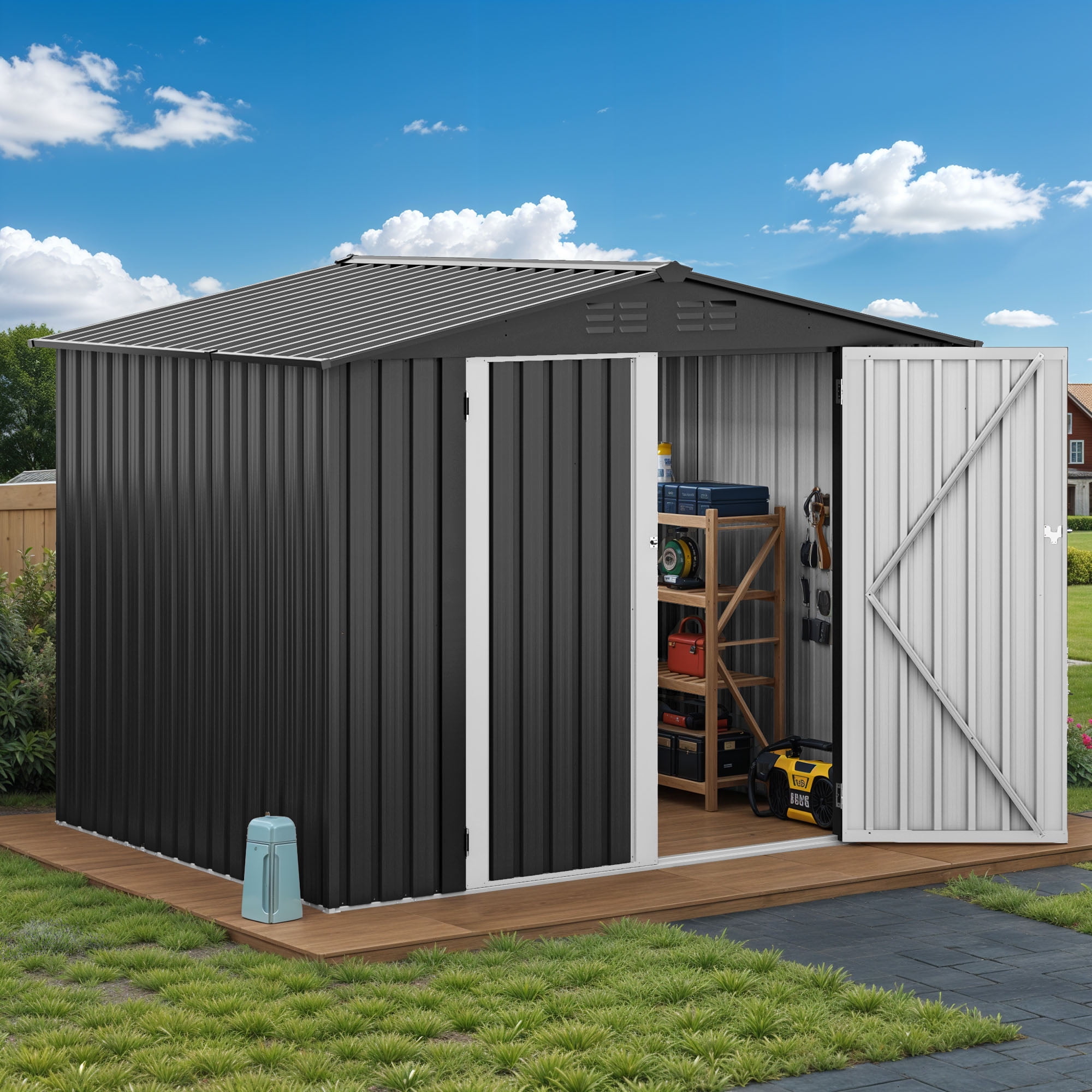 Click here for Dextrus 7x5 Ft Metal Outdoor Shed With Air Vent &... prices