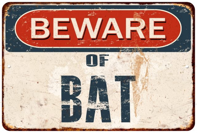 Beware of BAT Metal Sign Rusty Wall Decor 8x12 108120041009 - Walmart.com