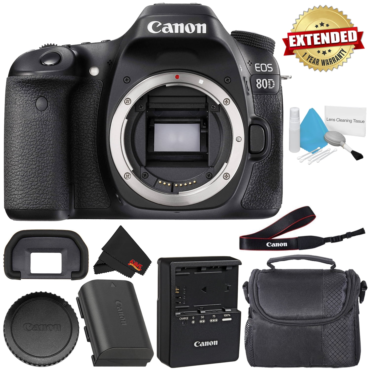 Canon EOS 80D Digital SLR Camera Body (Black) Bundle with Carrying Case ...
