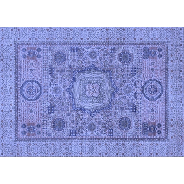 Ahgly Company Machine Washable Indoor Rectangle Abstract Blue Modern ...