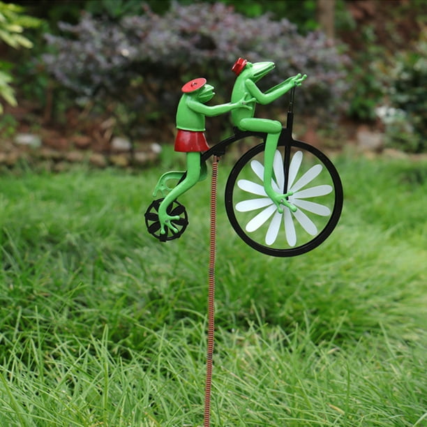 TB&W Animal Riding Bicycle Decor Wndmills Yard Art Iron Wind Spinners ...