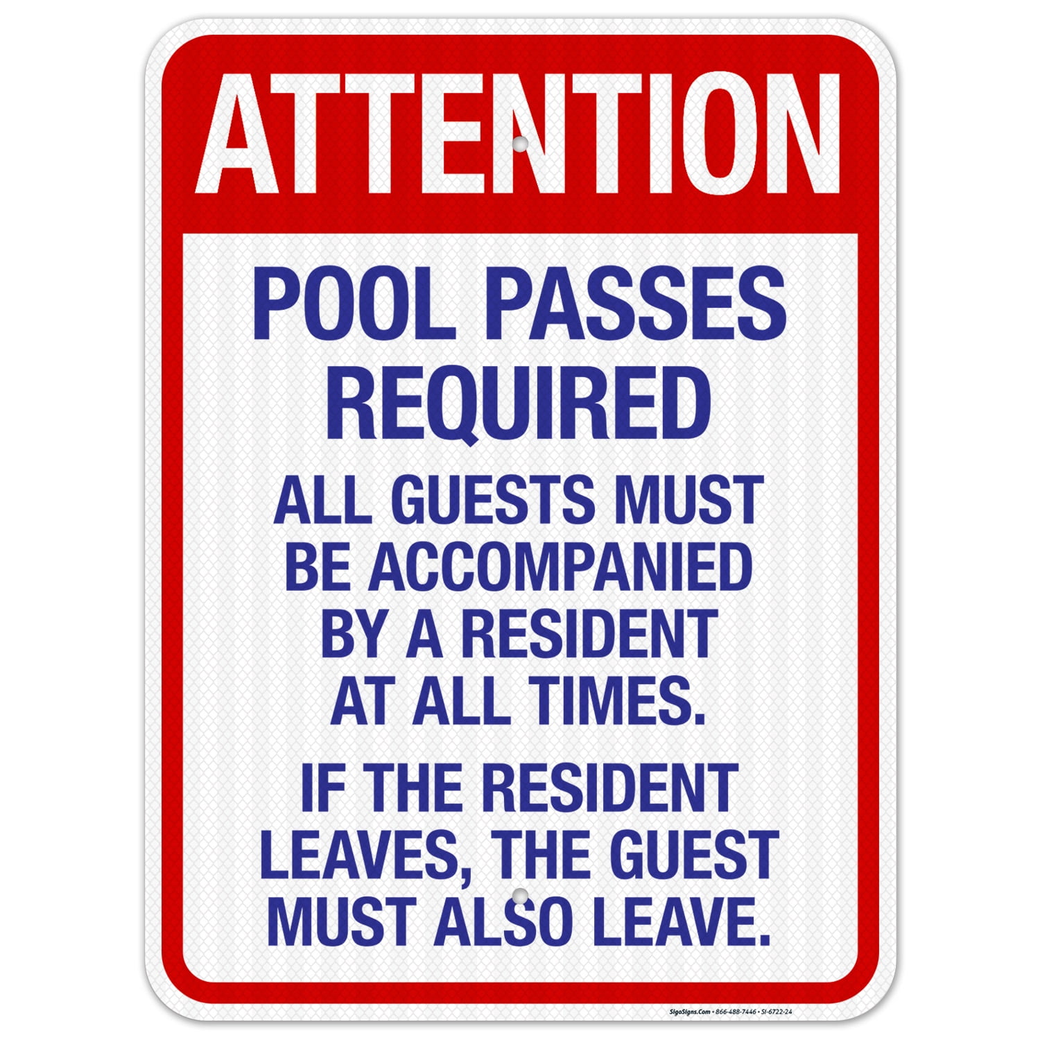 Attention Pool Passes Required Sign, Pool Sign, - Walmart.com