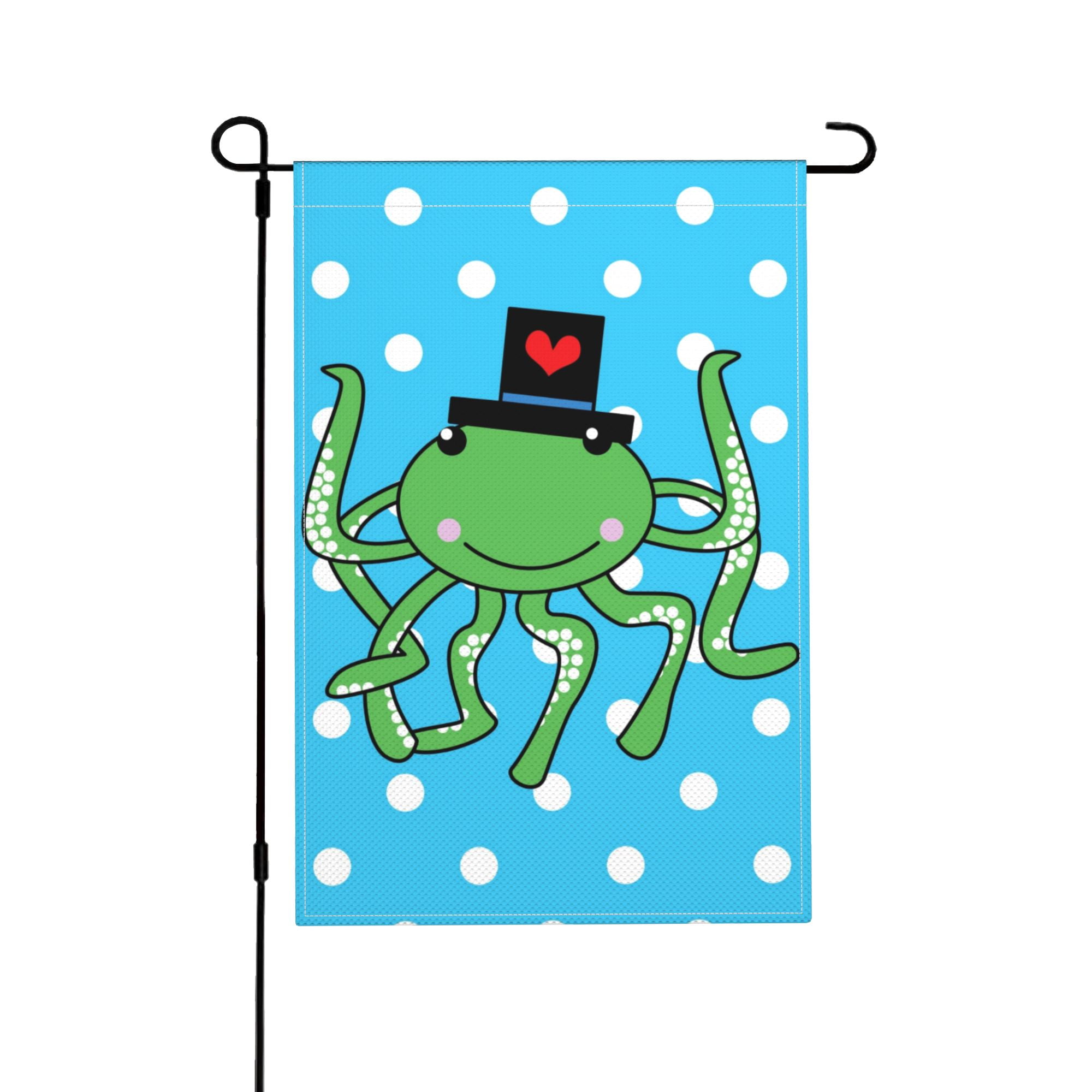 TEQUAN Cute Blue Cartoon Octopus Garden Flags, 18 x 12 inch Double ...