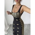 Black Womens Elegant Square Neck Spaghetti Strap Backless Slit Hem ...