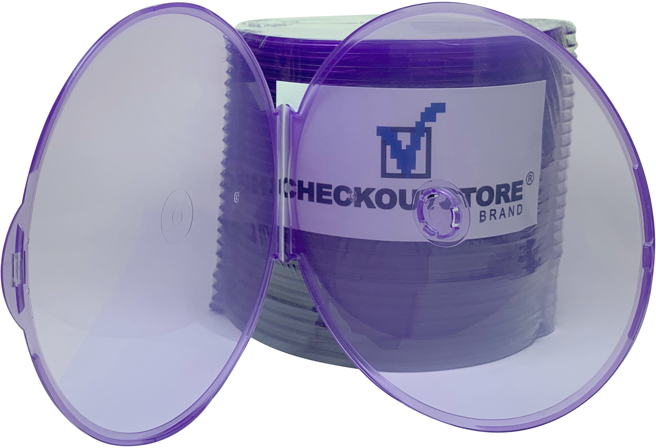 (100) CheckOutStore Clear Compact Slim Round ClamShell CD/DVD Case with ...