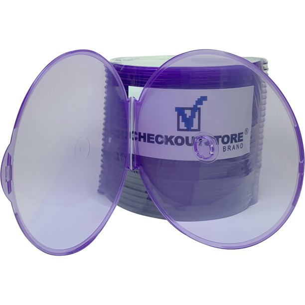 (100) CheckOutStore Clear Compact Slim Round ClamShell CD/DVD Case with ...