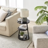 Skylar Round 3-Tier Side Accent Table with Raised Lip Edge Tabletop and ...