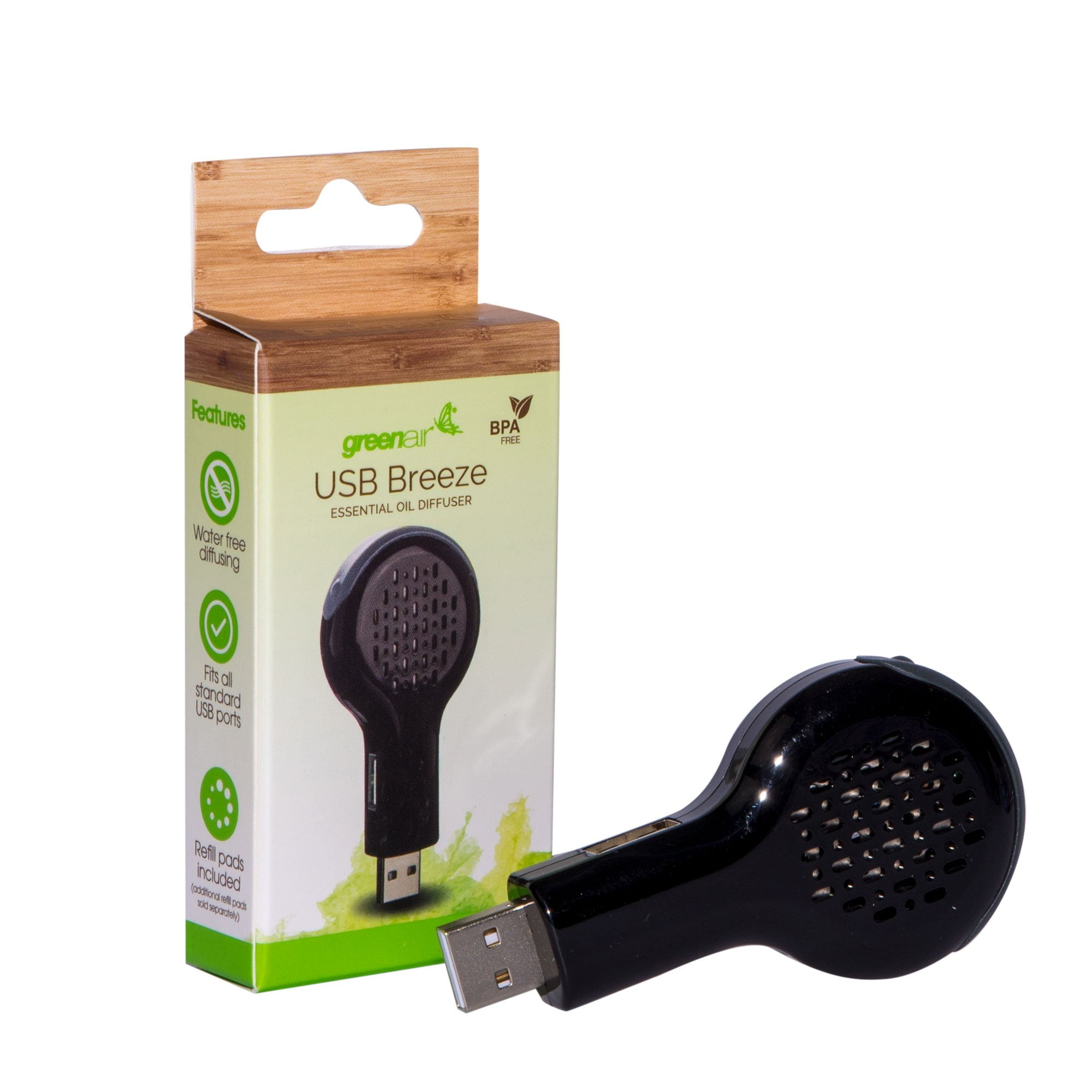 Greenair USB Breeze Black w/Grey Essential Oil Diffuser for ...