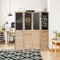 Costway 4-Panel Folding Divider Screen W/Chalkboard 5.7Ft Tall Natural ...