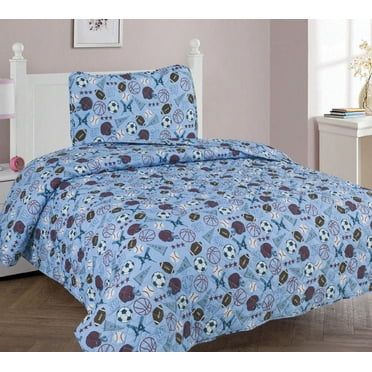 MarCielo Children's 2 Piece Bedspread Quilts Set, Twin Size, Printed ...