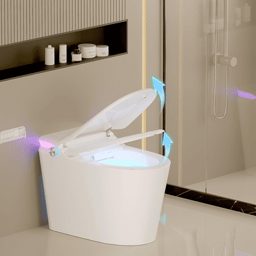 solautey Tankless Smart Toilet with Bidet Built In, Heated Seat, Warm ...