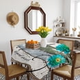 Blue Blossom Flower on Wood Barn Table Cloth 60x60in, Waterproof Square ...
