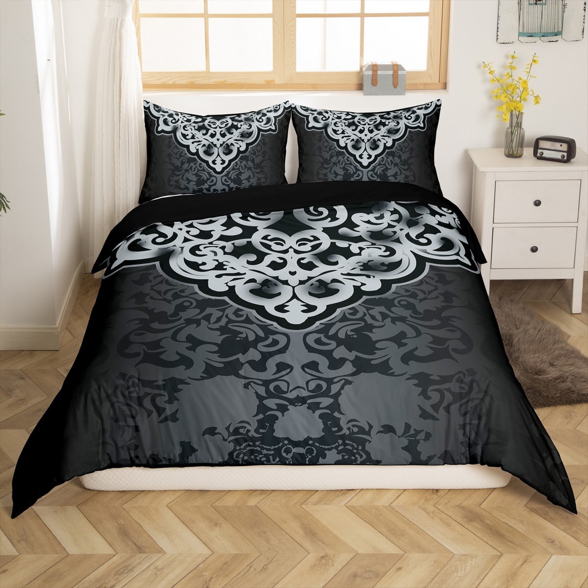 Click here for Yst Vintage Damask Duvet Cover Set Gothic Twin Bed... prices