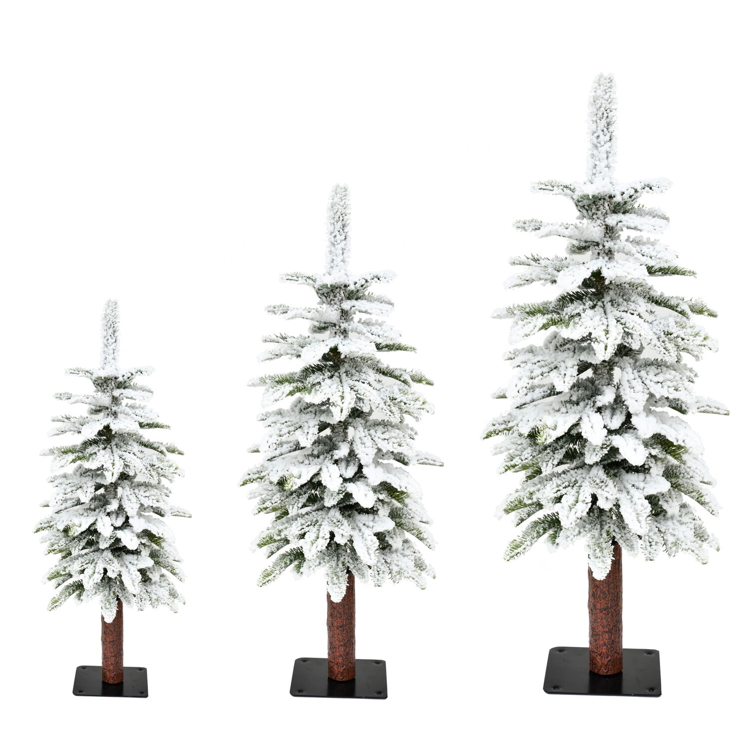 Fraser Hill Farm Set of 3 Snowy Downswept Trees in 2-Ft., 3-Ft., and 4 ...