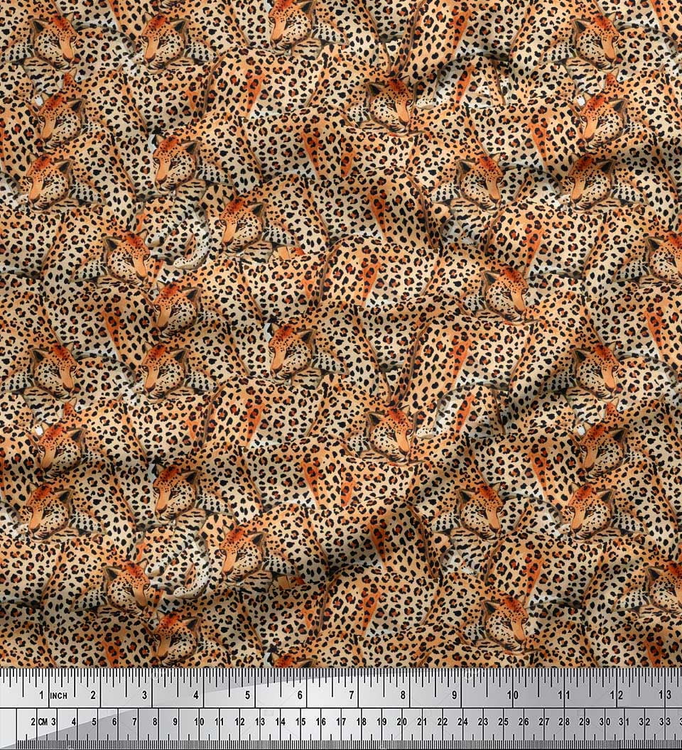 Soimoi Viscose Chiffon Fabric Leopard Animal Print Fabric by The Yard ...