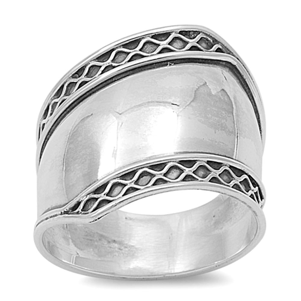 Bali Wide Thumb Ring .925 Sterling Silver Band Jewelry Female Male ...