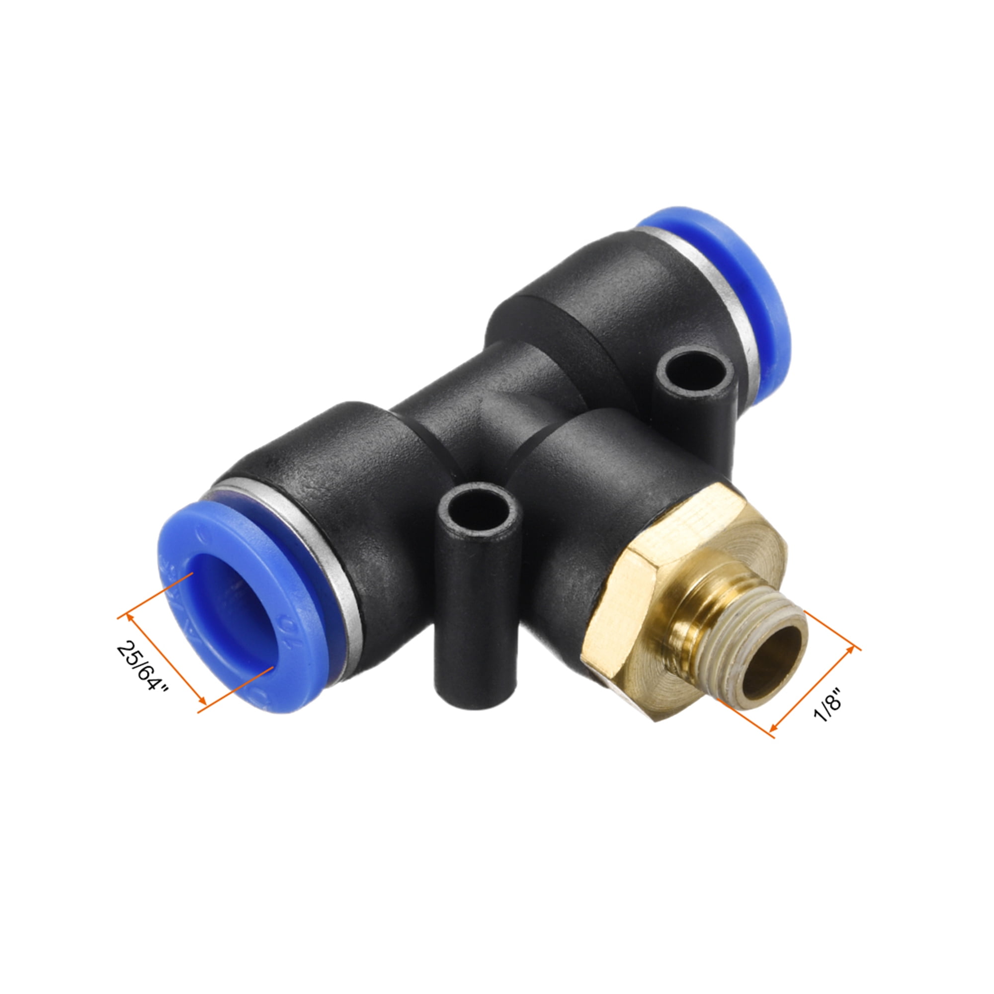 Push To Connect Fittings T Type Thread Tee Tube Connect 25/64" OD x 1/8 ...