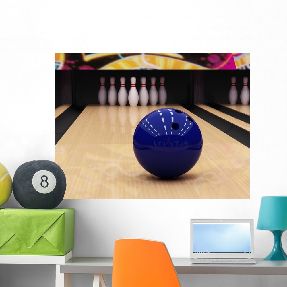 Bowling Ball and Pins Wall Mural by Wallmonkeys Peel and Stick Graphic ...