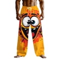 Lenago Mens Pants Smiling Face Pants Loose Pants Elastic Drawstring ...