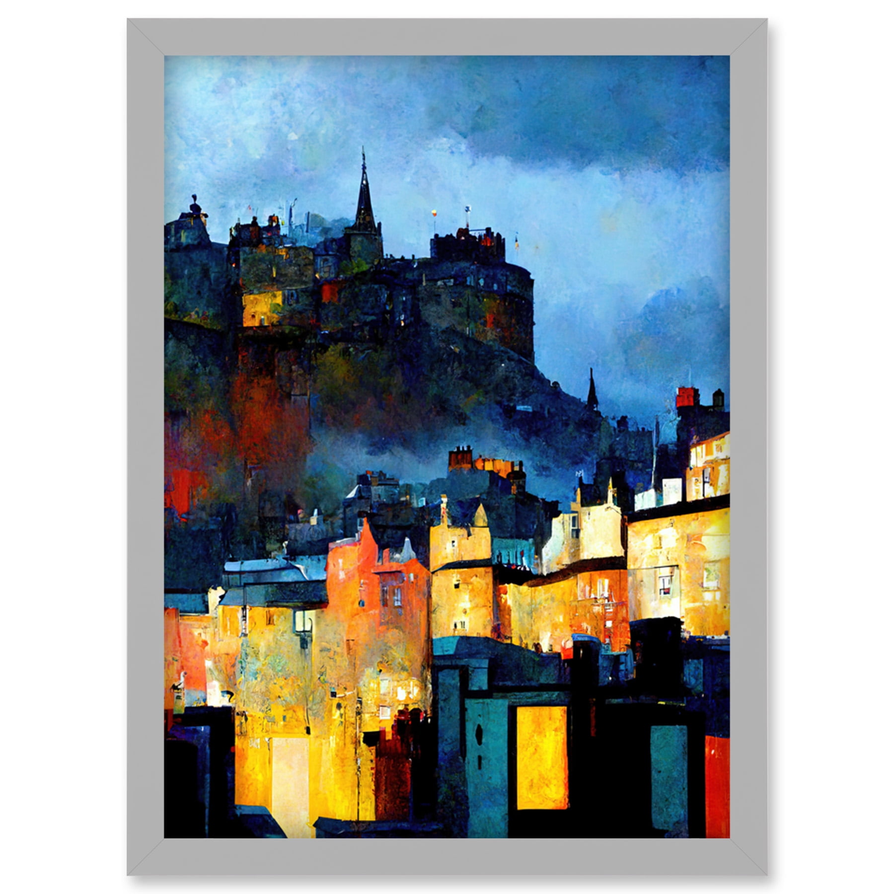 Edinburgh Castle From Grassmarket Cityscape Modern Artwork Framed Wall ...