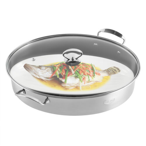 Multi-Use Oval Roasting Pan Stainless Steel Fish Steamer with Lid ...